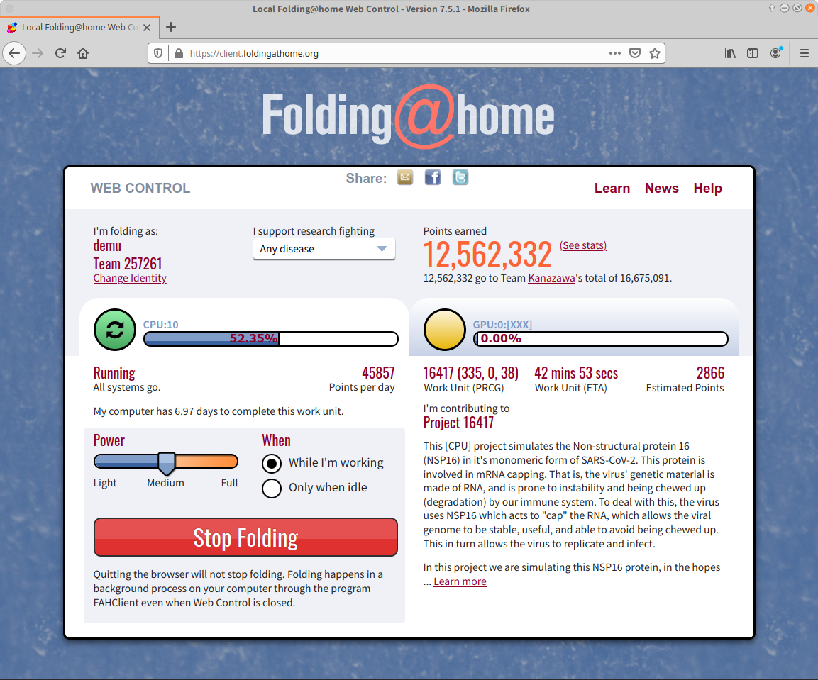 Folding@home: インストール (Linux) – demura.net